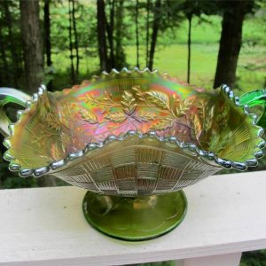 Antique Northwood Fruits & Flowers Marigold Carnival Glass Bon Bon ...