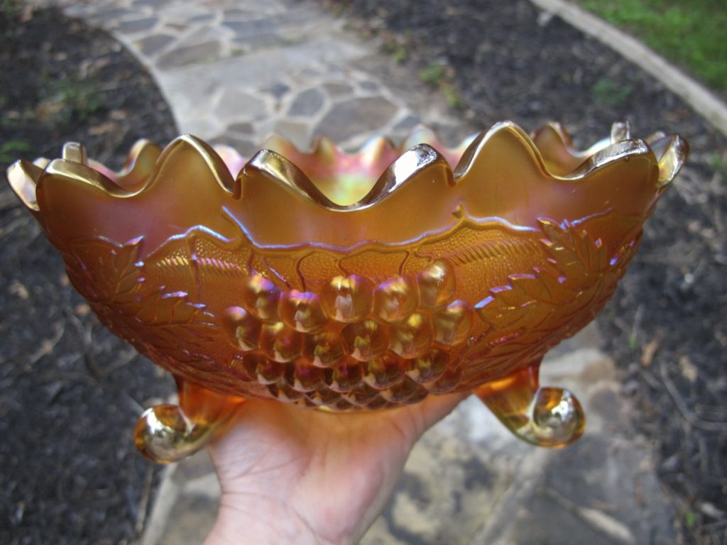 Antique Northwood Marigold Stippled Grape & Cable Carnival Glass Fruit ...