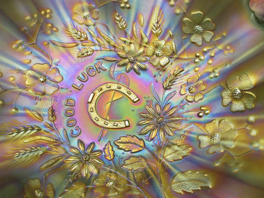 Antique Northwood Aqua Opal Good Luck Carnival Glass Bowl – Carnival Glass