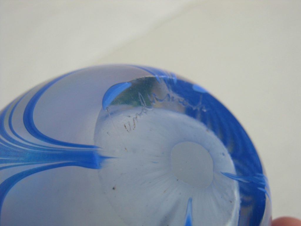 Vandermark Pulled Feather Iridescent Art Glass Paperweight – Carnival Glass