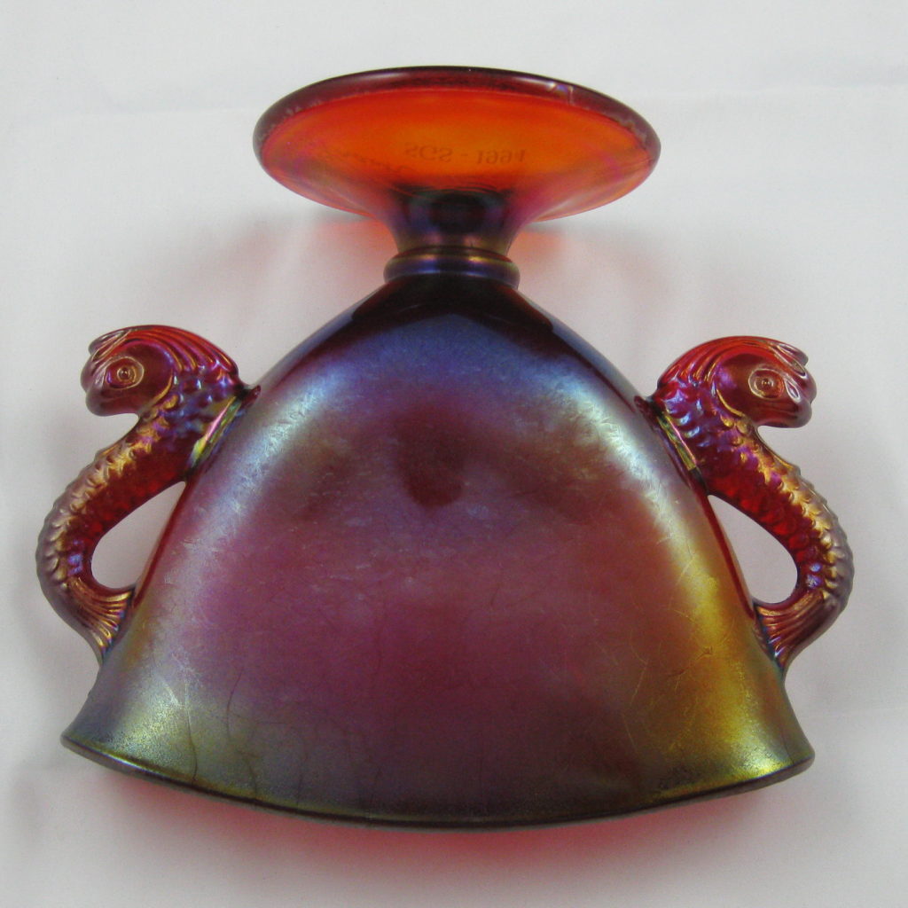 Fenton Ruby Red Double Dolphins Stretch Glass Fan Vase – Carnival Glass