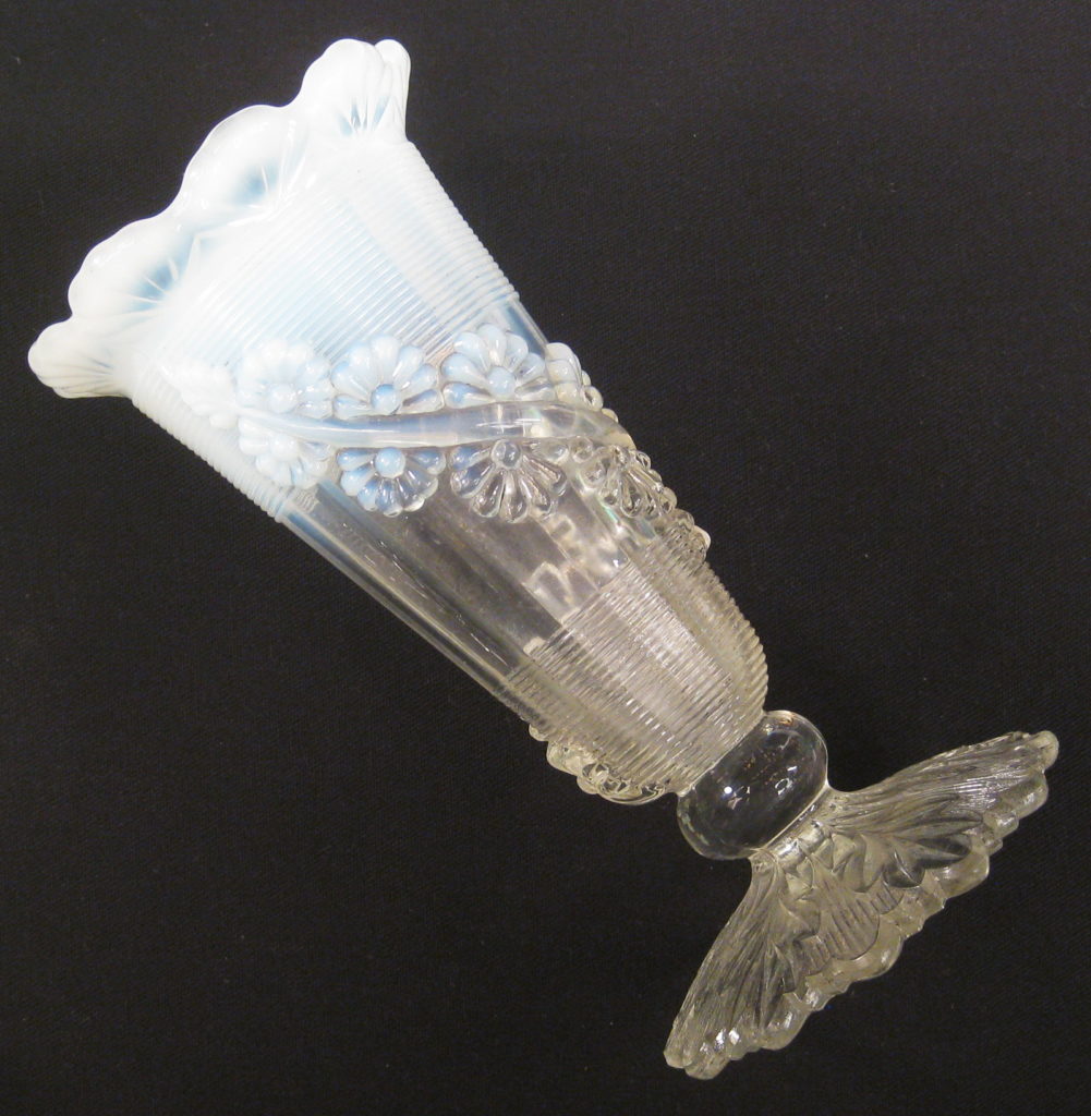 Antique Northwood White Opal Fluted Scroll with Vine Opalescent Glass ...