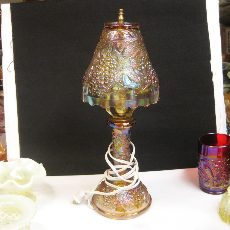 Wetzel Amber Grape & Cable Carnival Glass Lamp – Carnival Glass