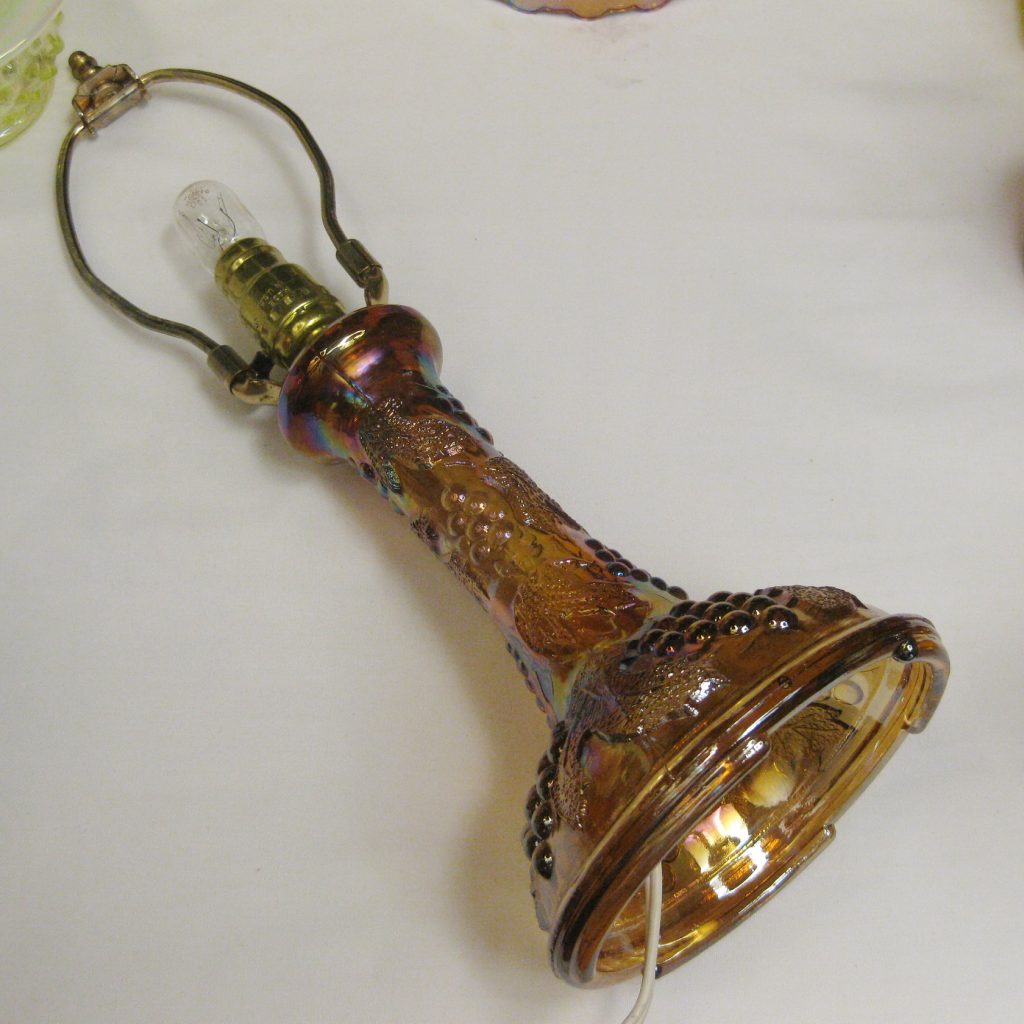 Wetzel Amber Grape & Cable Carnival Glass Lamp – Carnival Glass