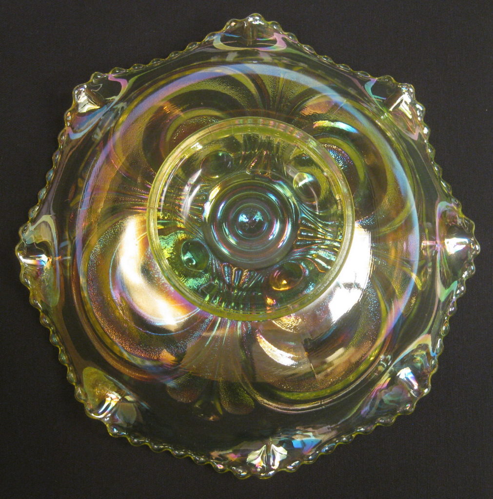 Summit Art Glass Vaseline Scroll Embossed Carnival Glass Bowl ...