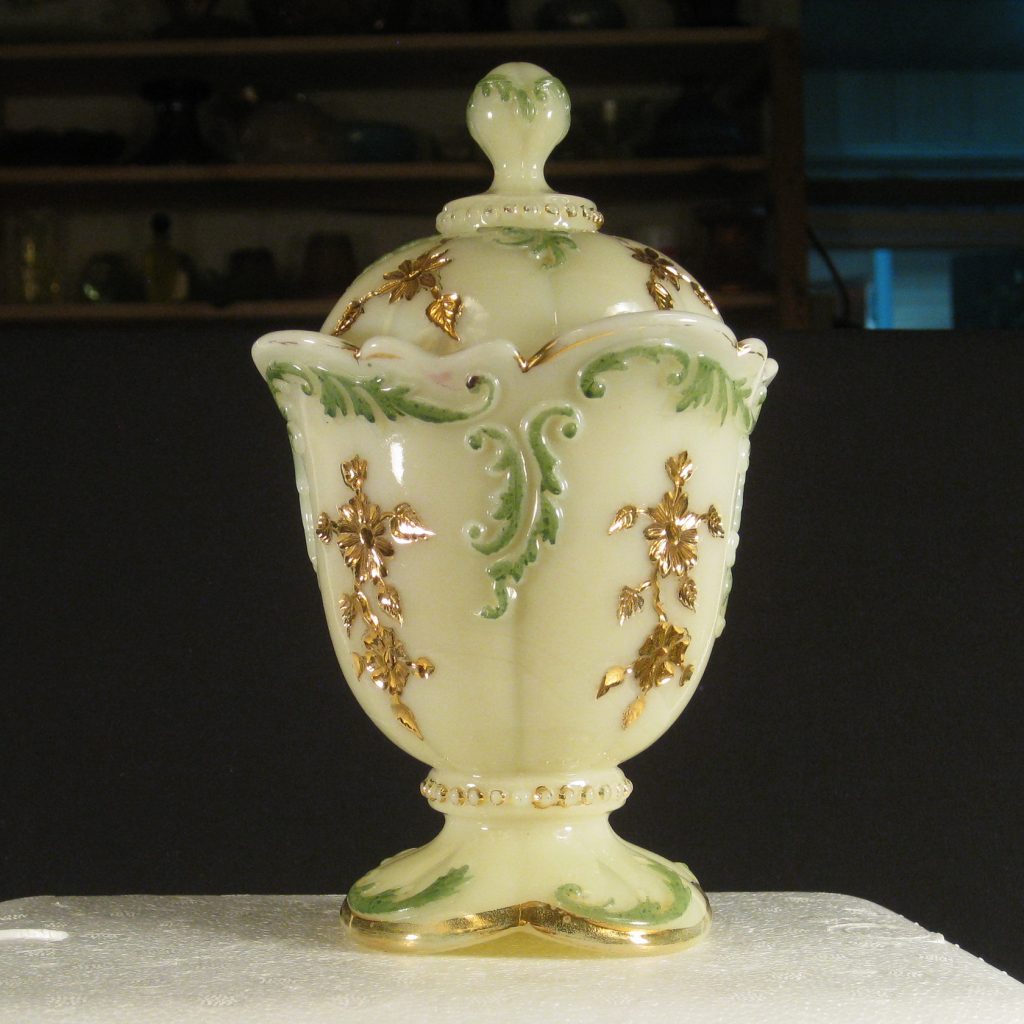 Antique Northwood Custard Decorated Intaglio Custard Glass Sugar with ...