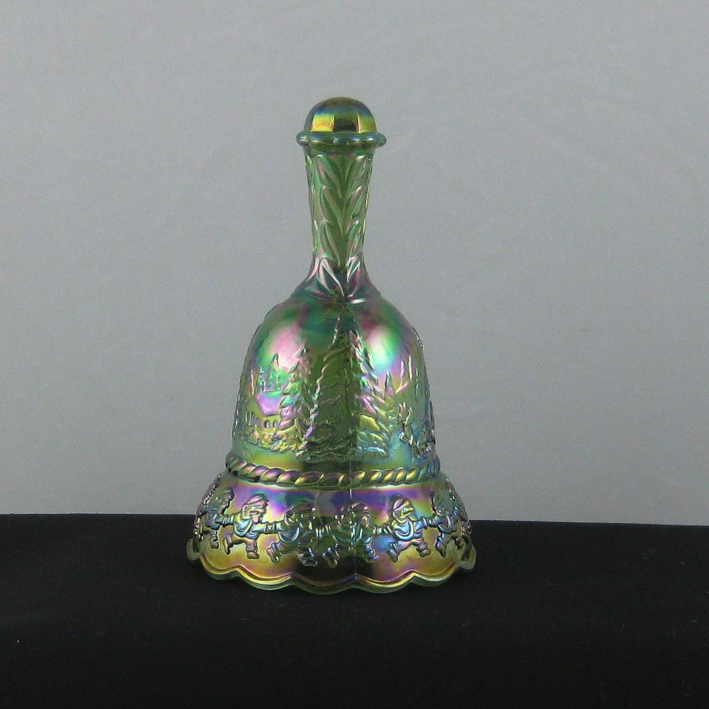 New Imperial Green Santa Claus Carnival Glass Hand Bell – Carnival Glass