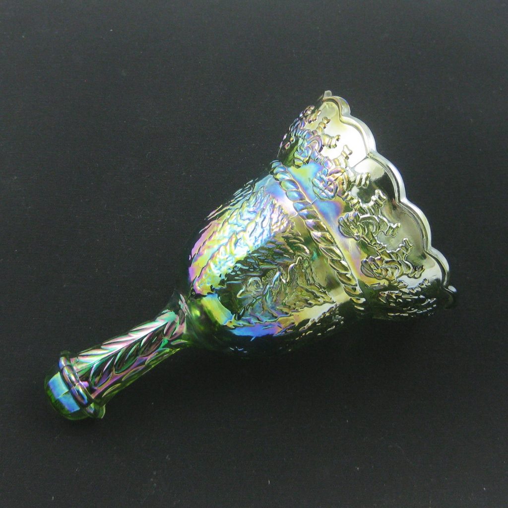 New Imperial Green Santa Claus Carnival Glass Hand Bell – Carnival Glass