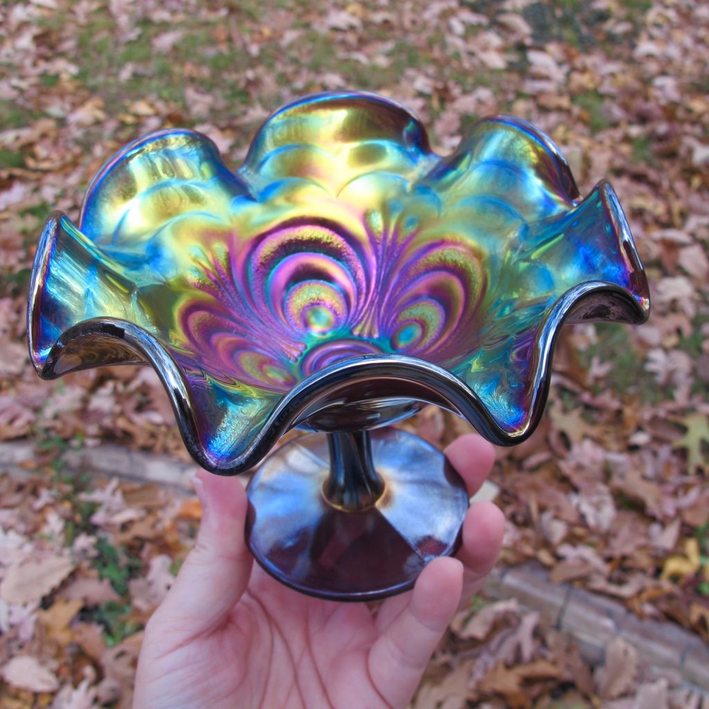 Antique Imperial Amethyst Scroll Embossed Carnival Glass Compote ...