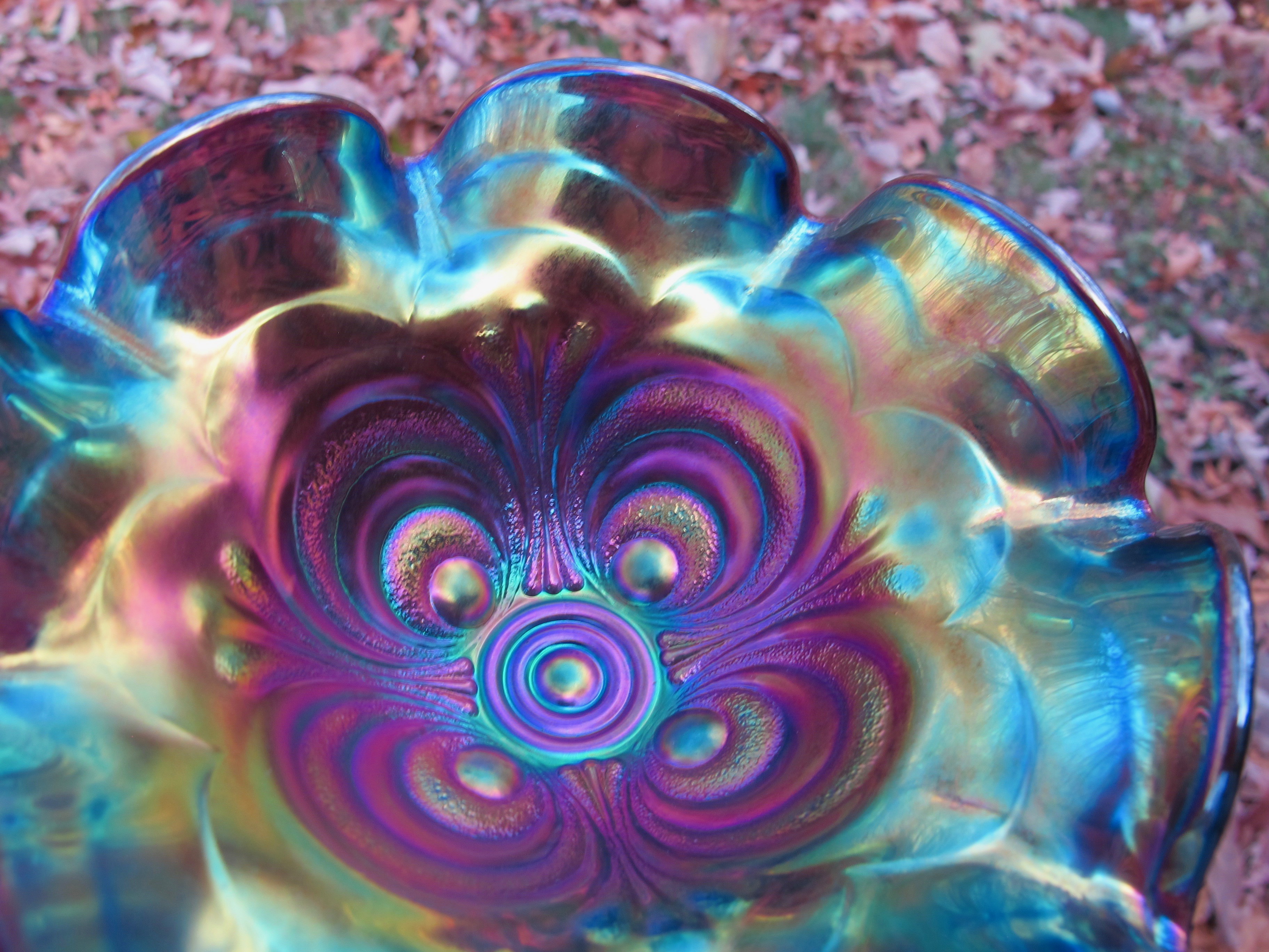 Antique Imperial Amethyst Scroll Embossed Carnival Glass Compote ...