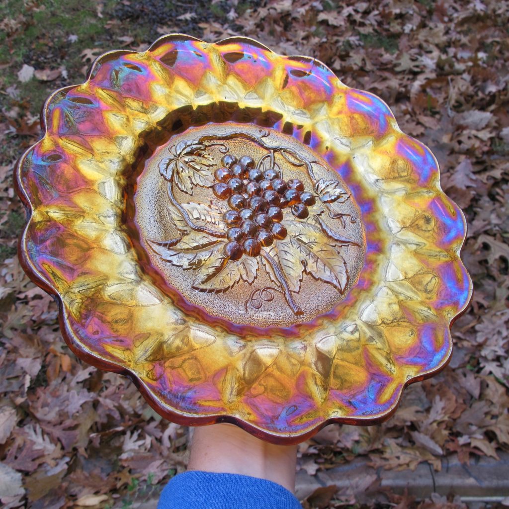Antique Imperial Amber Heavy Grape Carnival Glass Chop Plate – Carnival ...