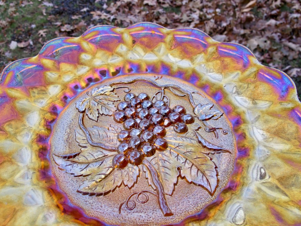 Antique Imperial Amber Heavy Grape Carnival Glass Chop Plate – Carnival ...