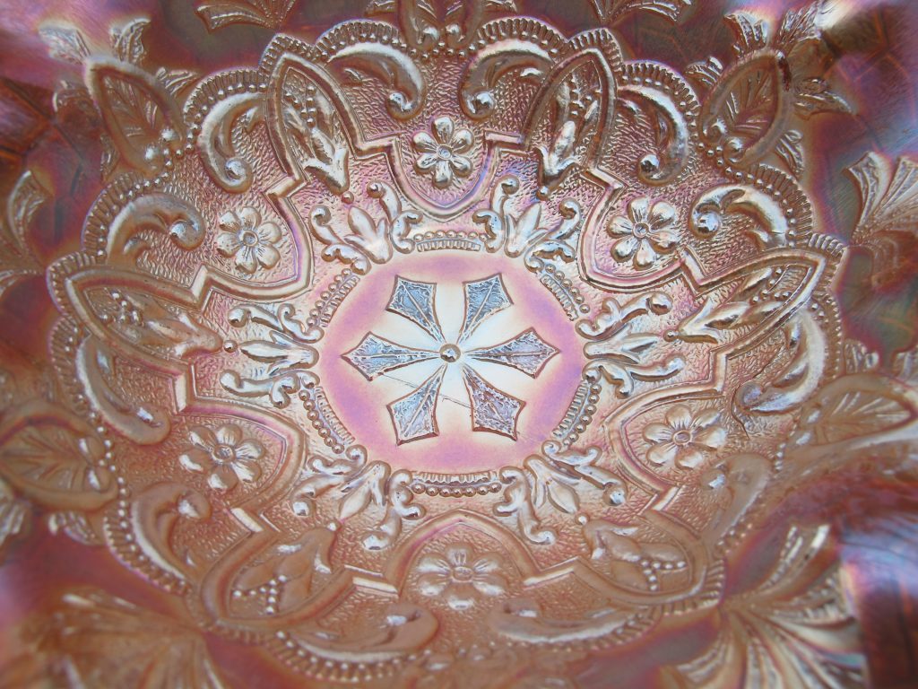 Antique Dugan Marigold Garden Path Variant Carnival Glass Deep Bowl ...