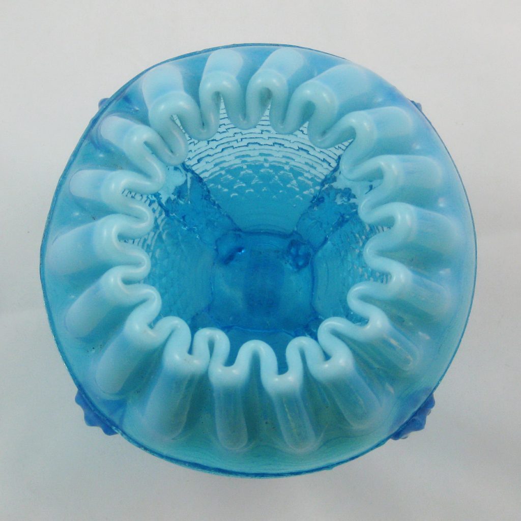 Antique Northwood Button Panels Blue Opalescent Glass Rosebowl ...