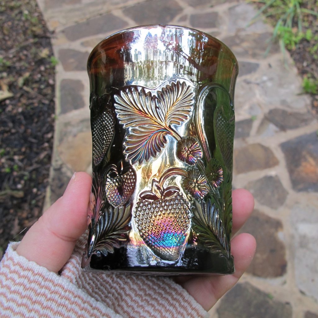 Antique Cambridge Amethyst Inverted Strawberry Carnival Glass Tumbler ...