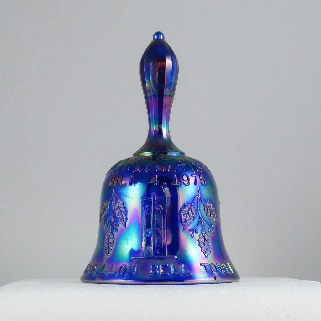 St. Clair Cobalt Blue Carillon Tower Carnival Glass Hand Bell ...