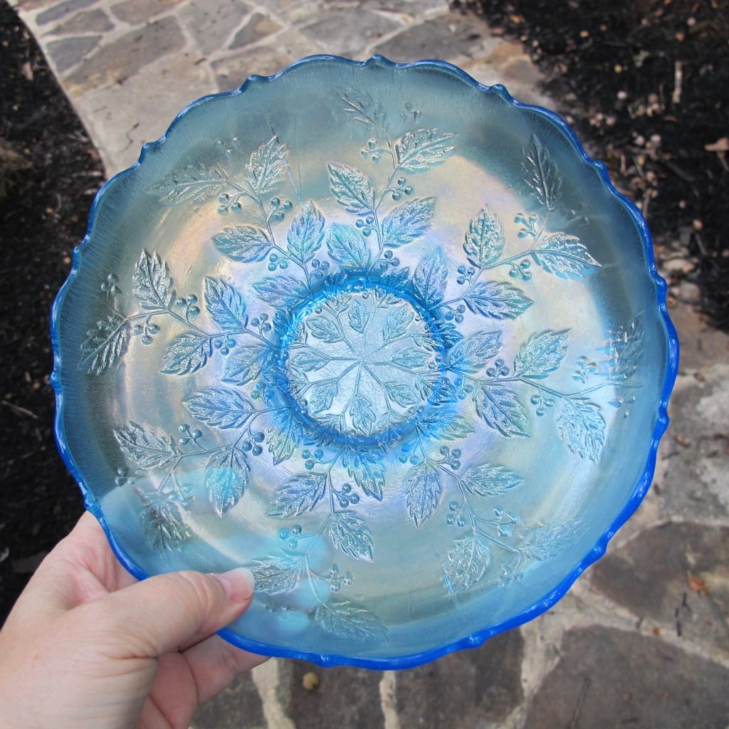 Antique Fenton Holly Celeste Blue Carnival Glass ICS Bowl – Carnival Glass