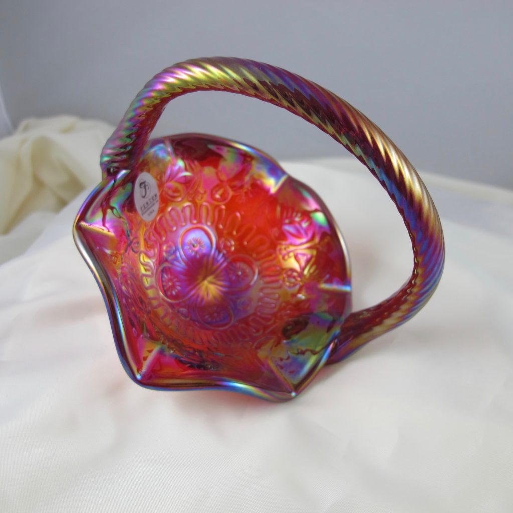 Fenton Red Dragon & Lotus Carnival Glass Mini-Basket – Carnival Glass