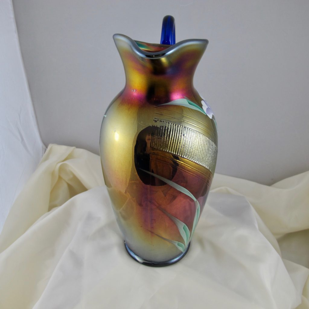 Antique Fenton Blue Enameled Iris Carnival Glass Water Set – Carnival Glass