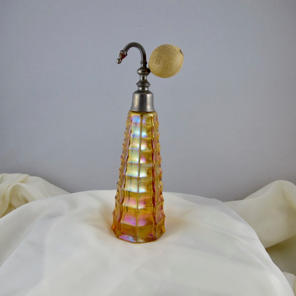 Antique Inwald Jacobean Ranger Carnival Glass Perfume Bottle w Atomizer ...