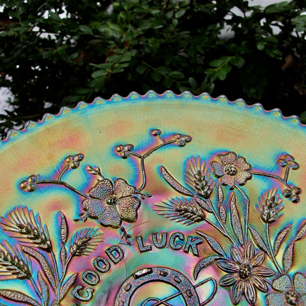 Antique Northwood Green Good Luck Carnival Glass Plate Variant ...