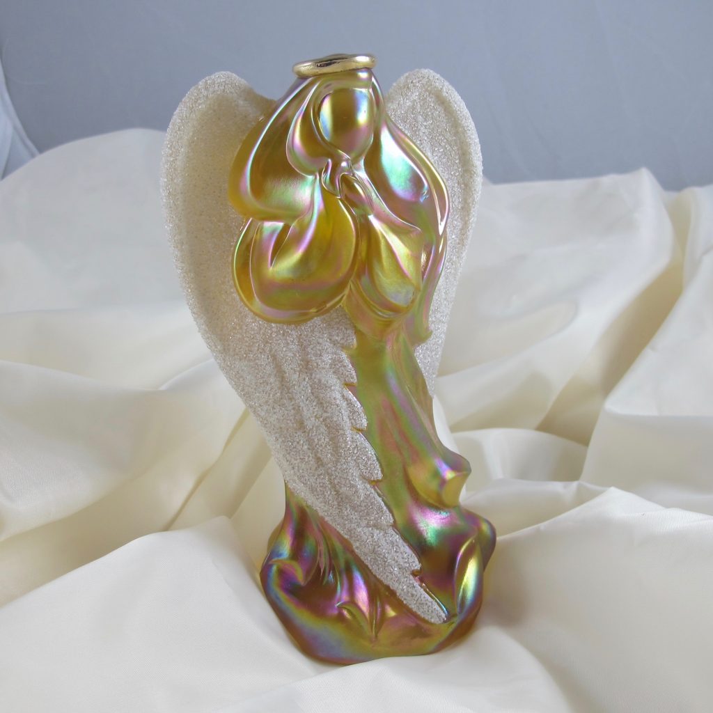 Fenton Autumn Gold Coralene Wing Carnival Glass Angel Figurine with ...