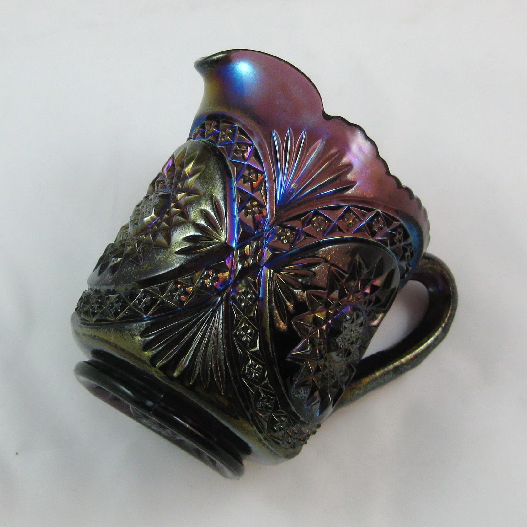 Antique Imperial Purple Hobstar Carnival Glass Creamer – Carnival Glass