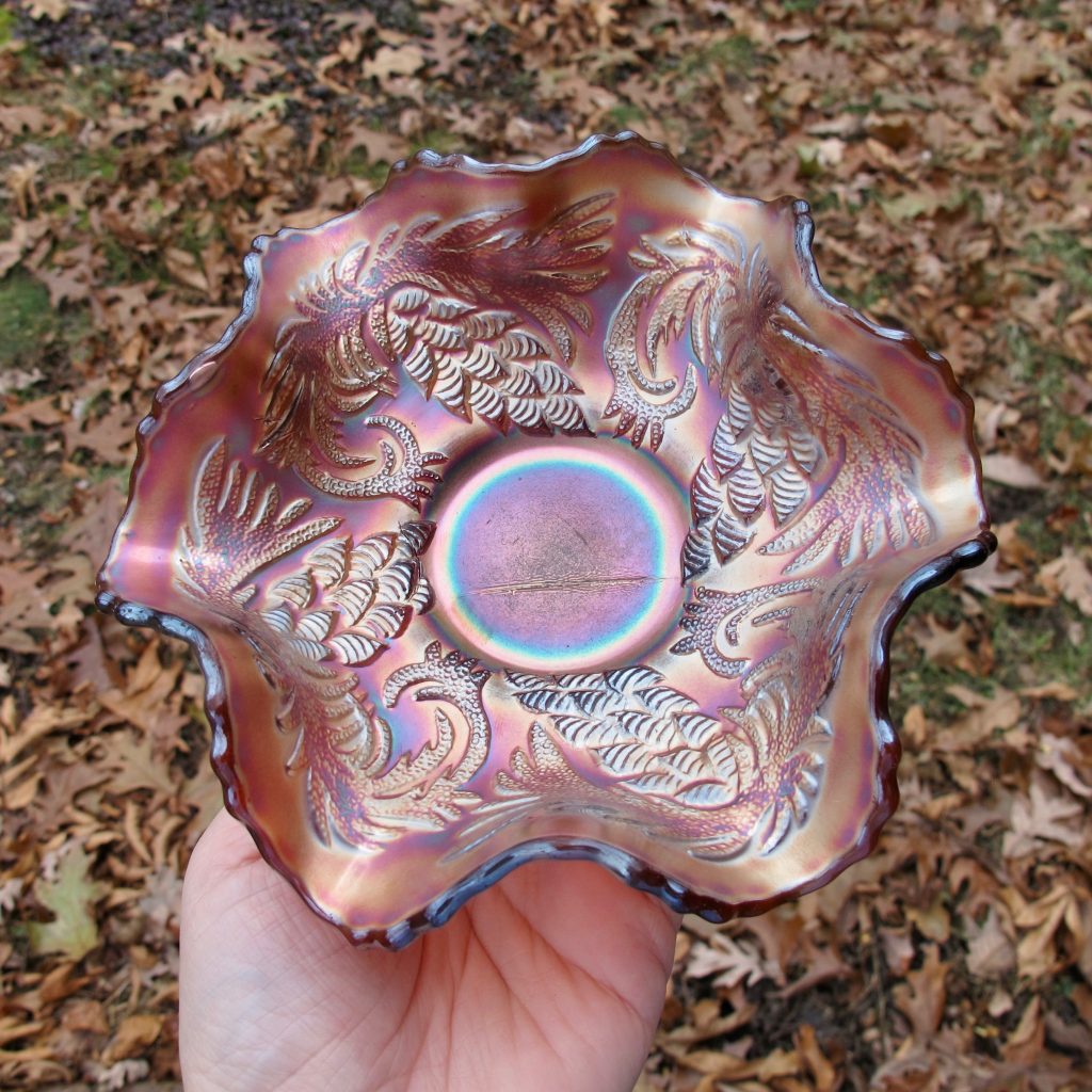 Antique Fenton Pinecone Amethyst Carnival Glass Sauce Small Bowl ...