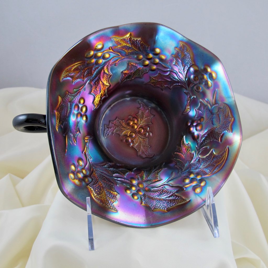 Antique Dugan Amethyst Holly Berry Carnival Glass Gravy Boat Bowl ...