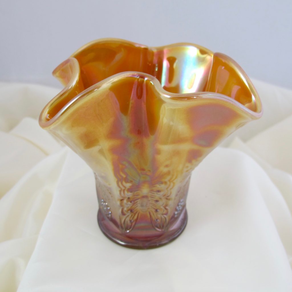 Antique Northwood Aqua Opal Opalescent Tree Trunk Carnival Glass Vase ...