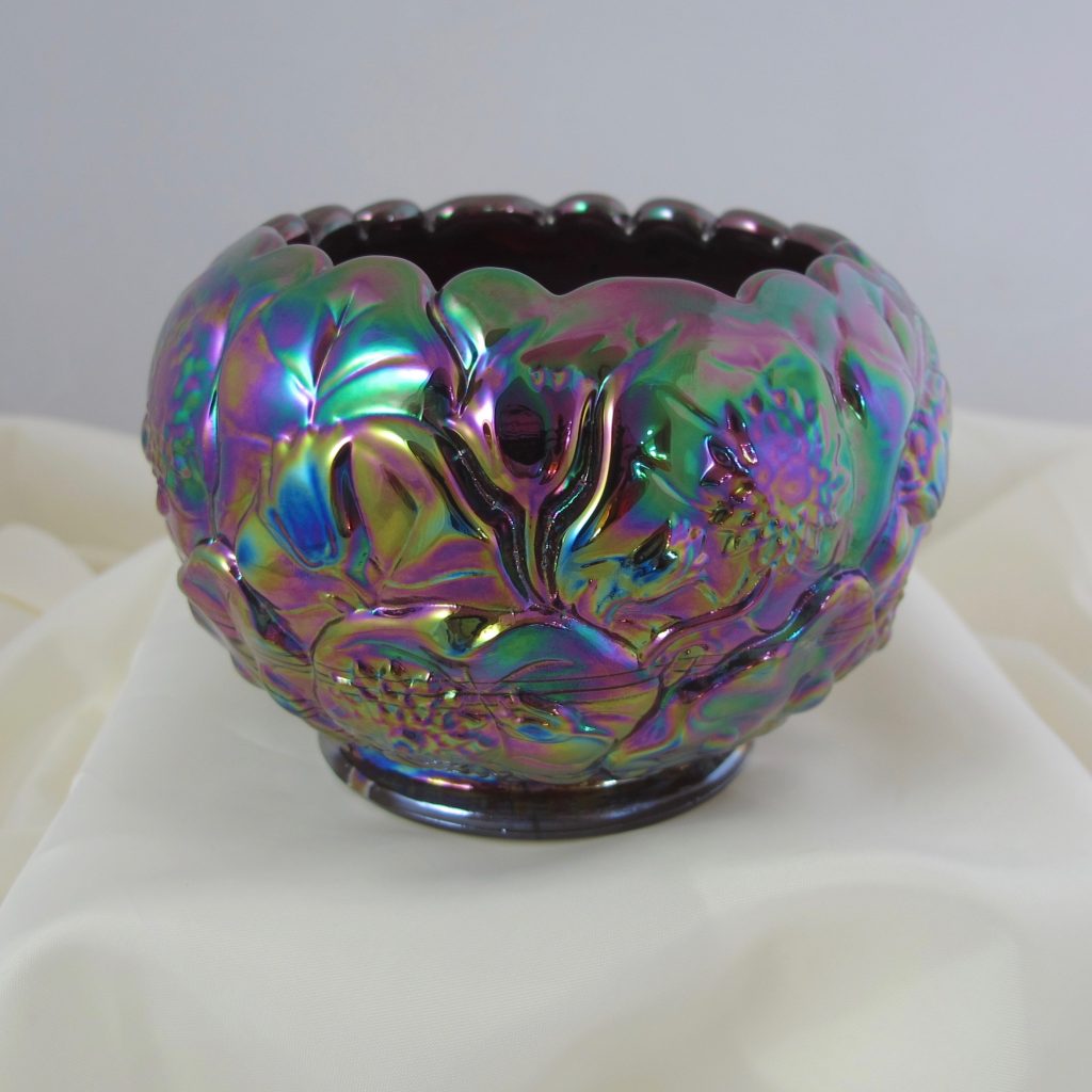 Fenton Red Slag Waterlily Carnival Glass Rose Bowl – Carnival Glass