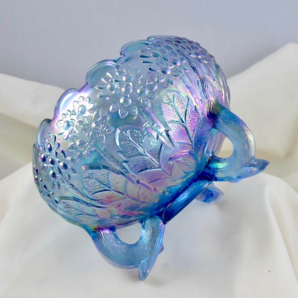 Fenton Twilight Blue Fenton’s Flowers Carnival Glass Rose Bowl ...