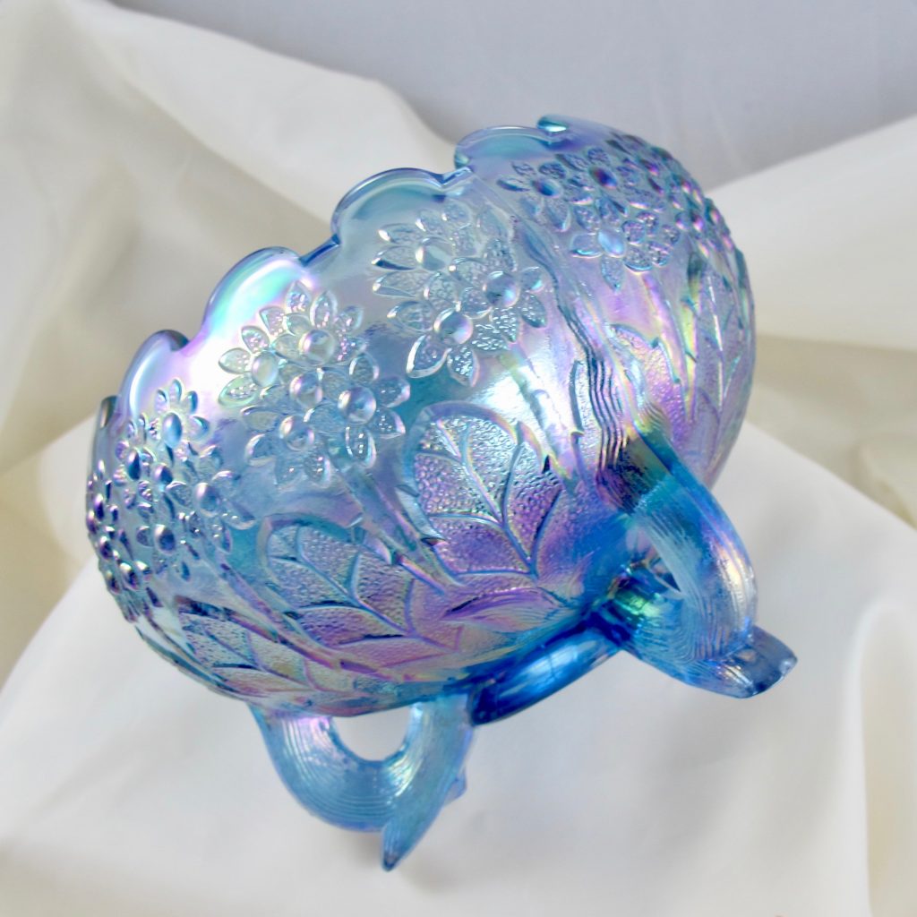 Fenton Twilight Blue Fenton’s Flowers Carnival Glass Rose Bowl ...