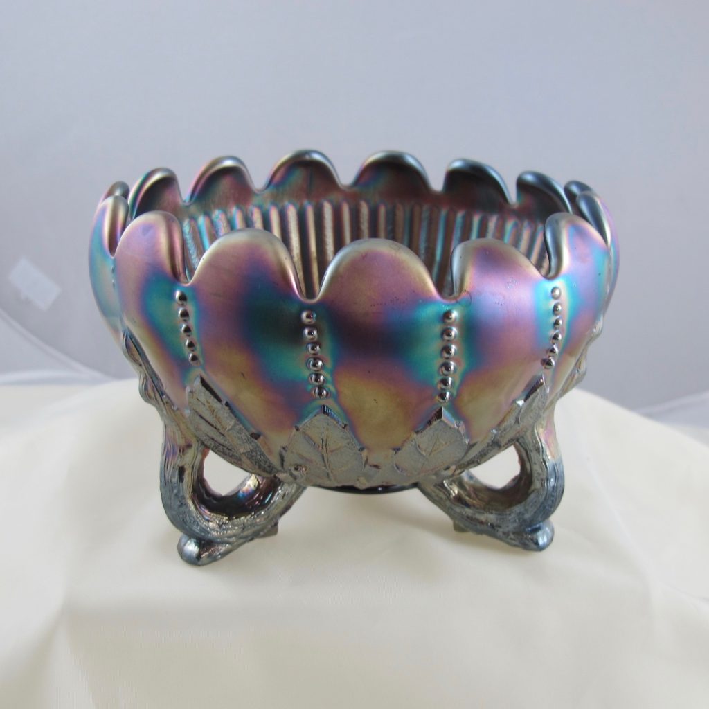 Antique Northwood Stippled Rays Amethyst Carnival Glass Ruffled Bowl ...