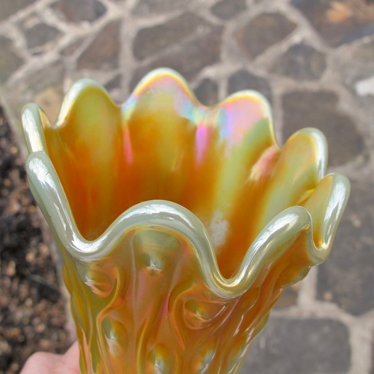 Antique Northwood Aqua Opal Opalescent Tree Trunk Carnival Glass Vase ...