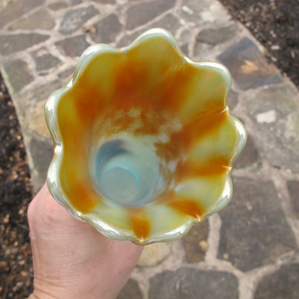 Antique Northwood Aqua Opal Opalescent Tree Trunk Carnival Glass Vase ...