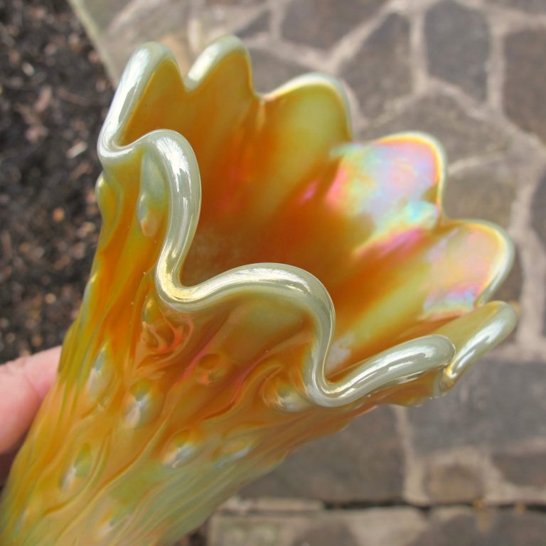 Antique Northwood Aqua Opal Opalescent Tree Trunk Carnival Glass Vase ...