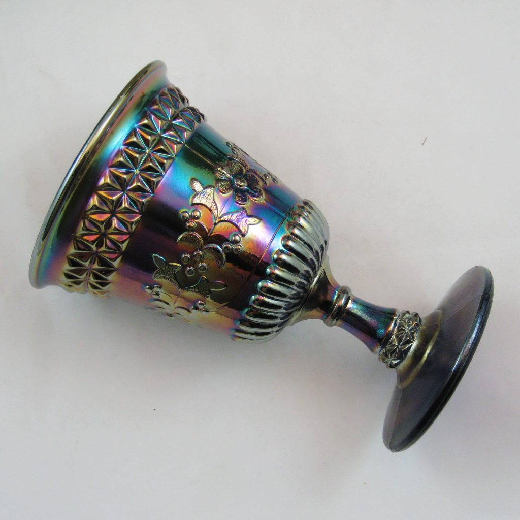 LG Wright Blue Wildflower Carnival Glass Goblet – Carnival Glass