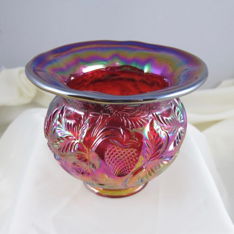 Fenton red carnival glass spittoon inverted strawberry – Carnival Glass