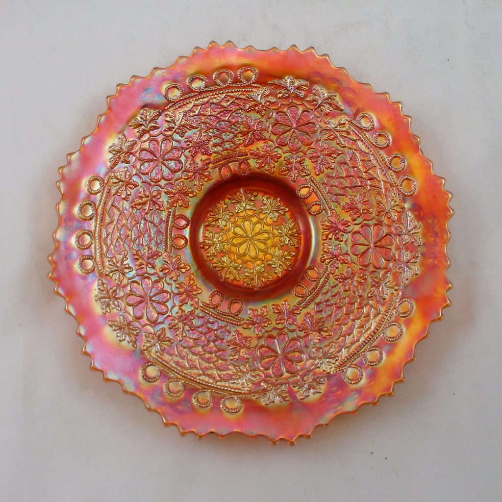 Antique Fenton Pumpkin Marigold Leaf Chain Carnival Glass Plate ...