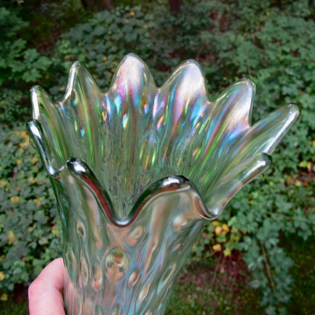 Antique Northwood Lime Green Mid-size Tree Trunk Carnival Glass Vase ...