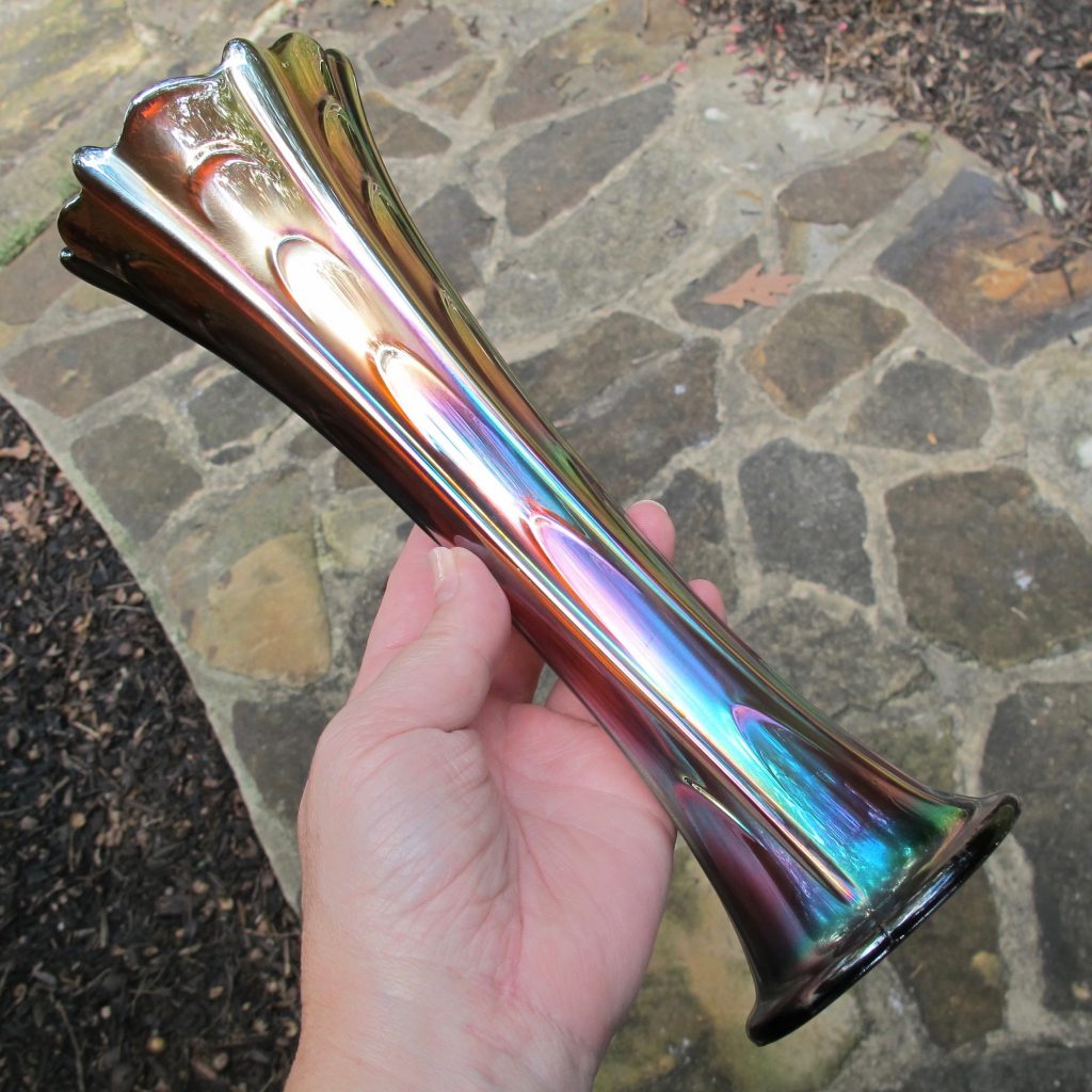 Antique Dugan Diamond Lavender Pulled Loop Carnival Glass Vase ...