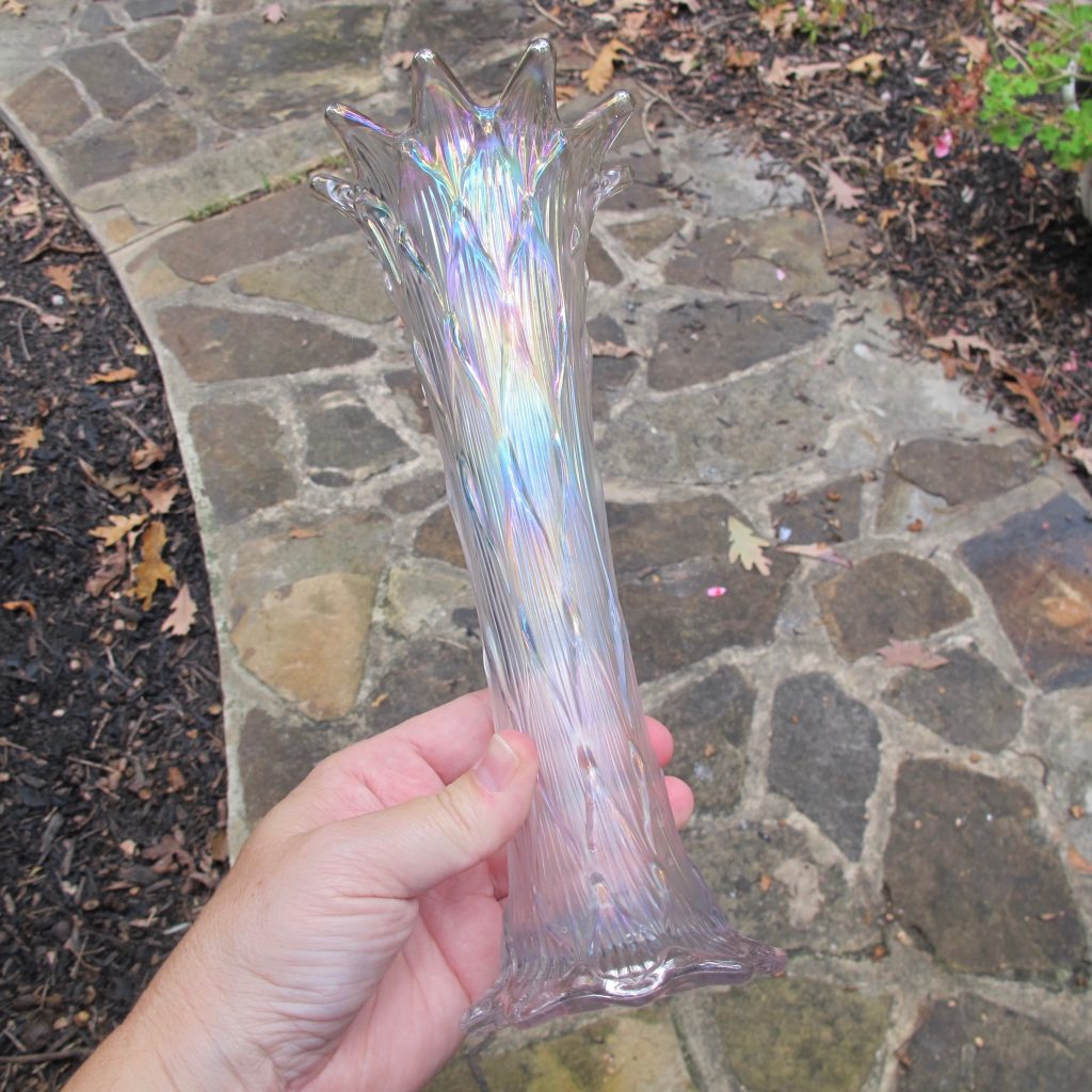 Antique Dugan White Lined Lattice Carnival Glass Vase – Carnival Glass