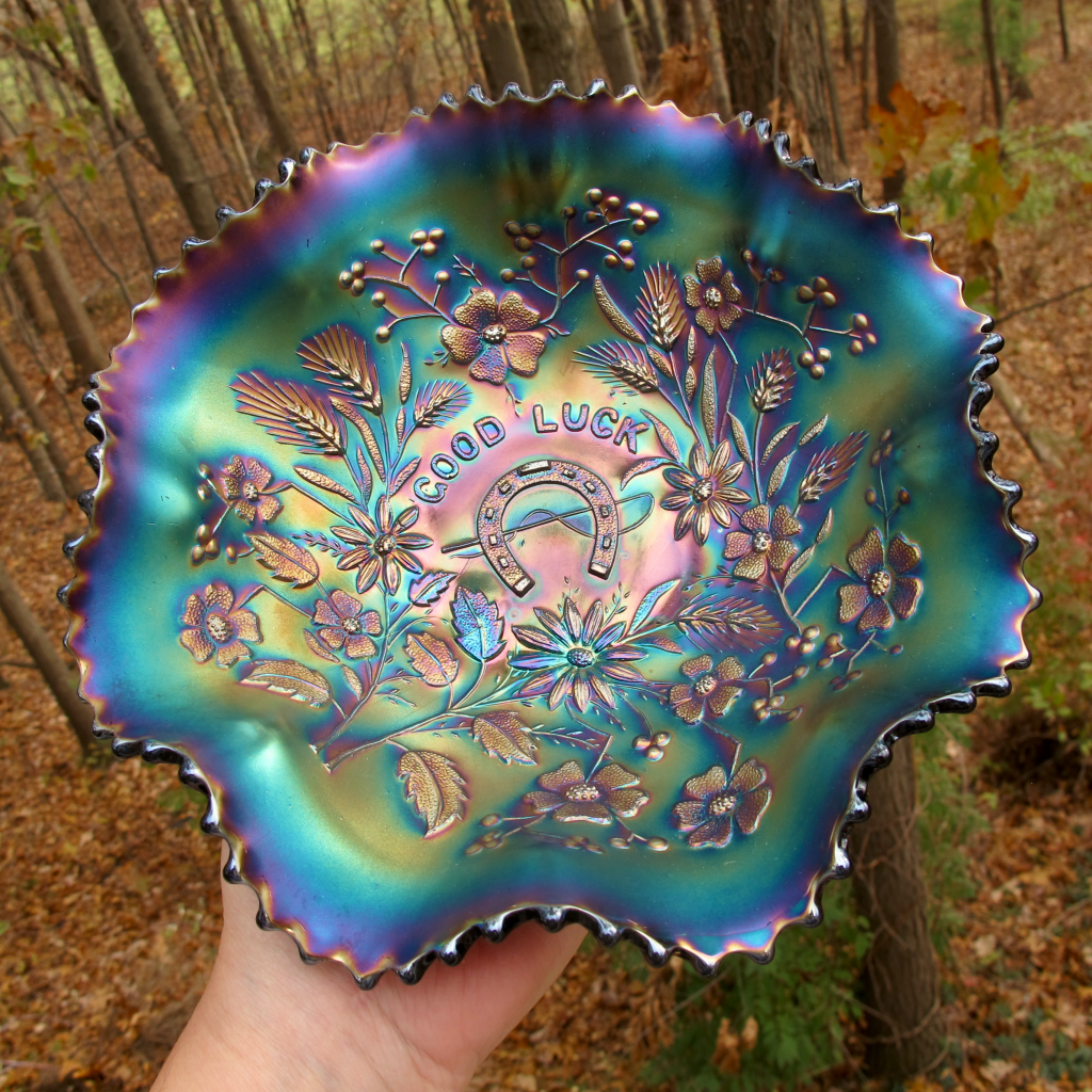 Antique Northwood Good Luck Amethyst Carnival Glass Bowl – Carnival Glass
