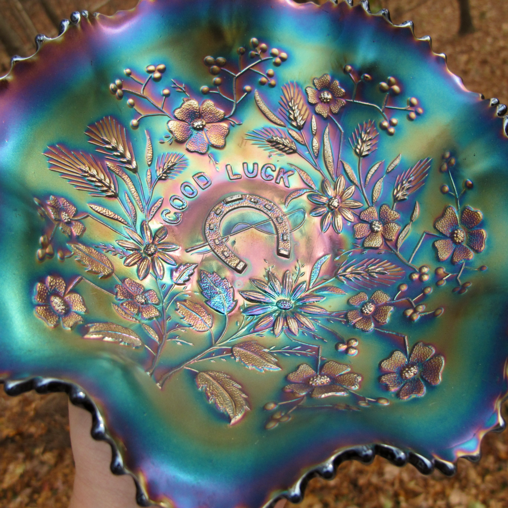 Antique Northwood Good Luck Amethyst Carnival Glass Bowl – Carnival Glass