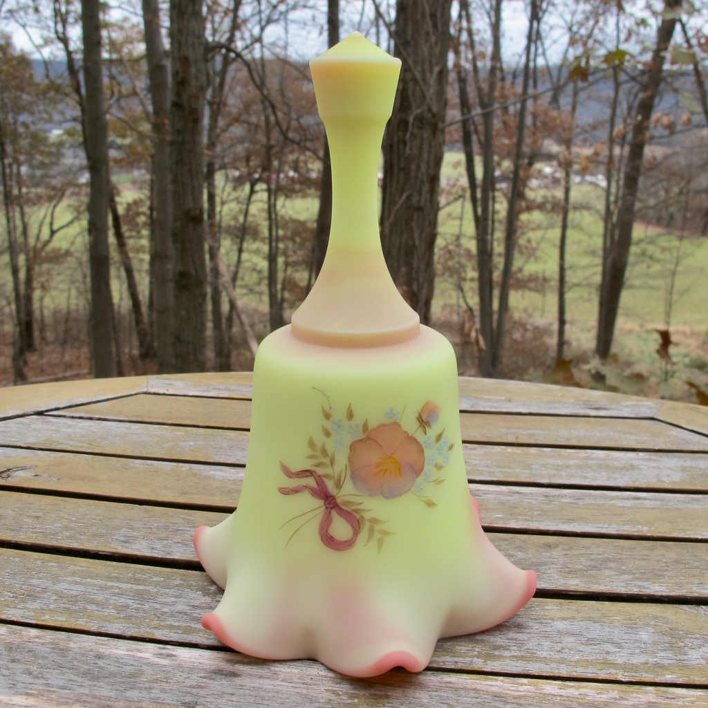 Fenton Handpainted Dogwood Burmese Art Glass Bell - Limited – Carnival ...