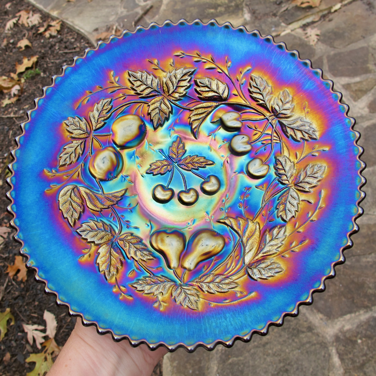 Antique Northwood Three Fruits Electric Amethyst Carnival Glass Plate ...