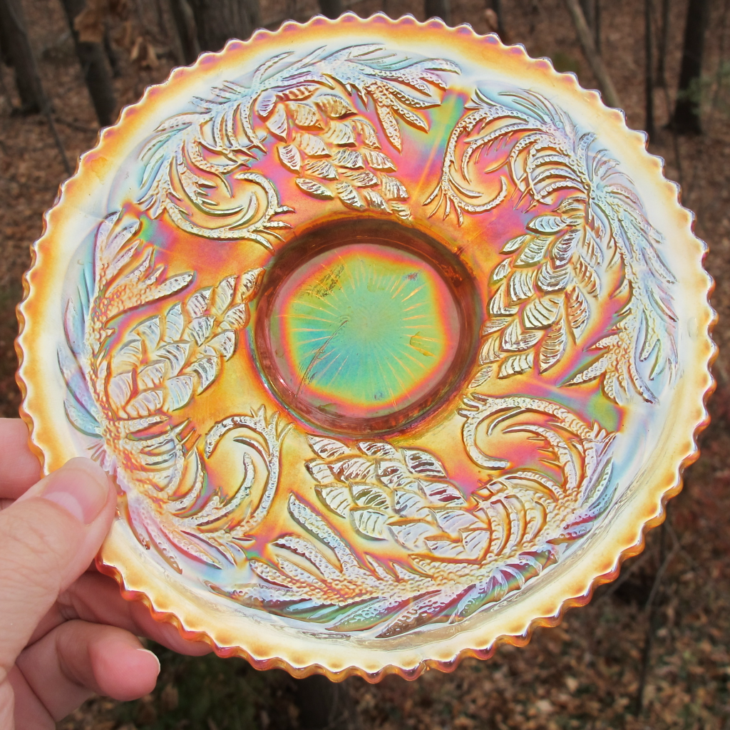 Antique Fenton Pinecone Marigold Carnival Glass Plate – Carnival Glass