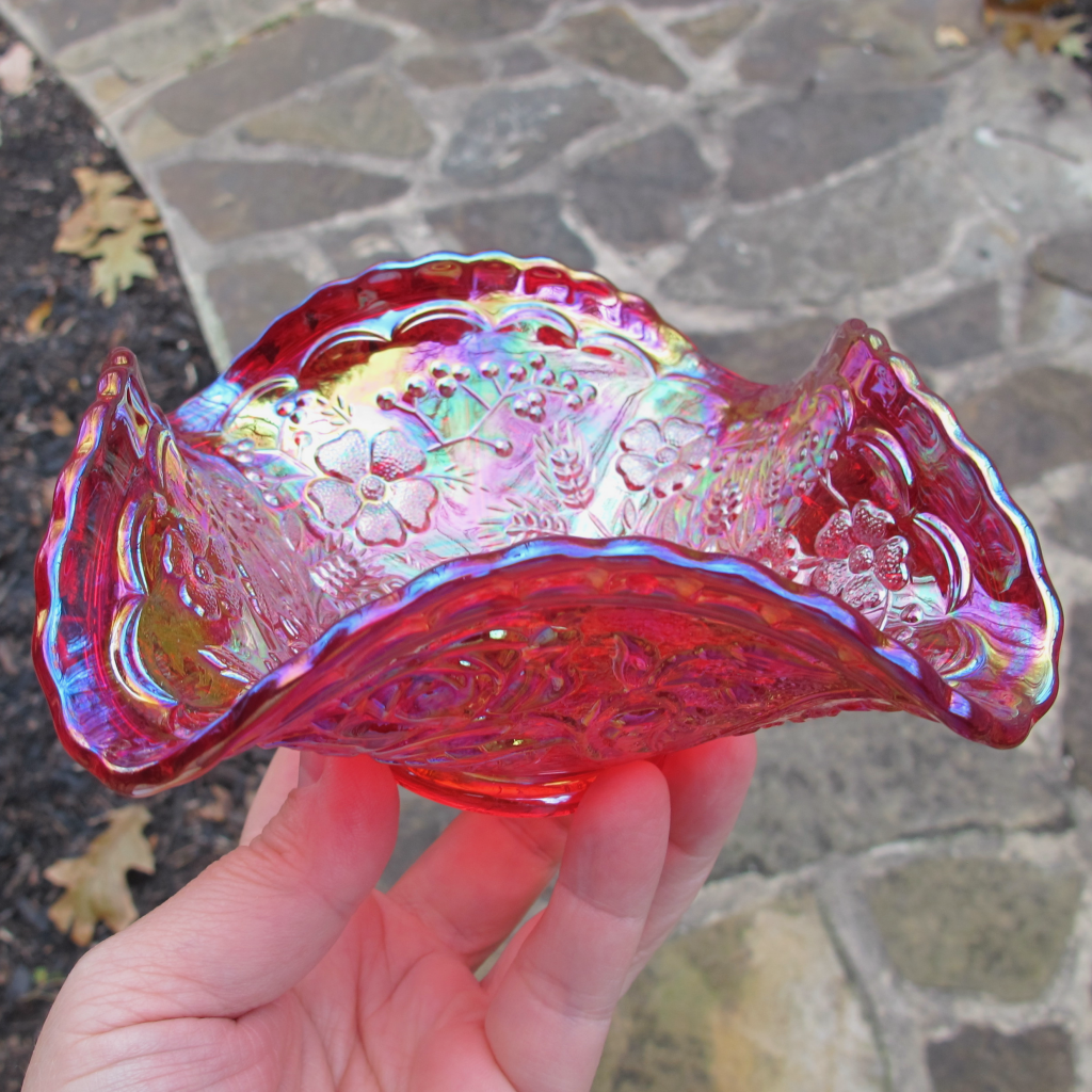 Fenton Red Good Luck Carnival Glass 4 Sides Up Plate – HOACGA Limited ...