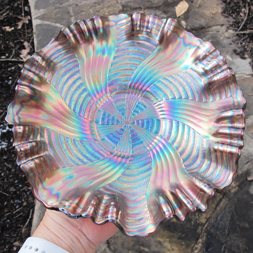 Antique Fenton Ribbon Tie aka Comet Amethyst Carnival Glass 3N1 Bowl ...